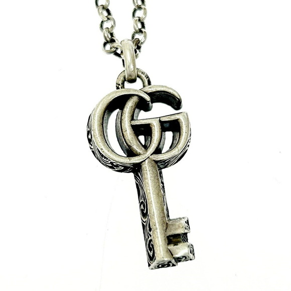 Gucci | Bags | Gucci Arabesque Double Gg Key Silver Necklace | Poshmark